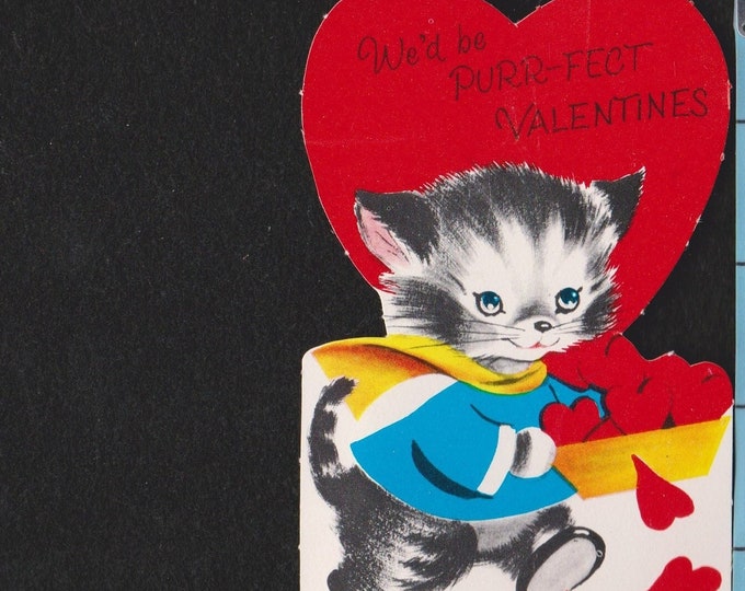 Vintage Original Card We'd Be PURR-FECT Valentines Anthropomorphic ...