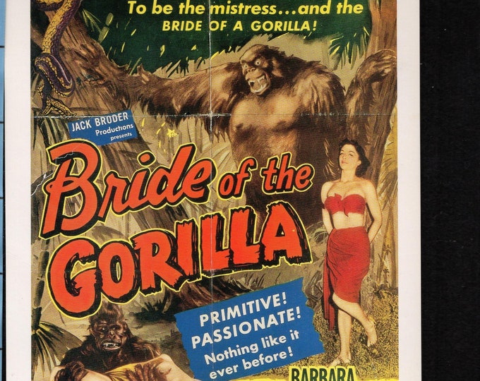 Horror Movie Postcard Retro Poster Reproduction BRIDE of THE GORILLA ...