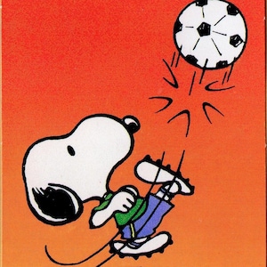 Vintage Peanuts Card SNOOPY Kicks A SOCCER BALL I Get A Kick Out of You ...