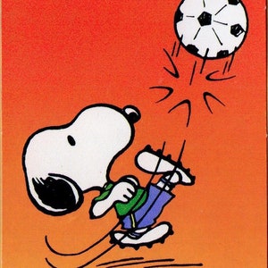 Vintage Peanuts Card SNOOPY Kicks A SOCCER BALL I Get A Kick Out of You ...