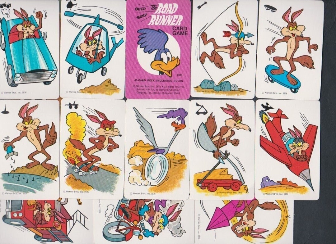 Vintage ROAD RUNNER Card Game COMPLETE Warner Brothers Wile E Coyote ...