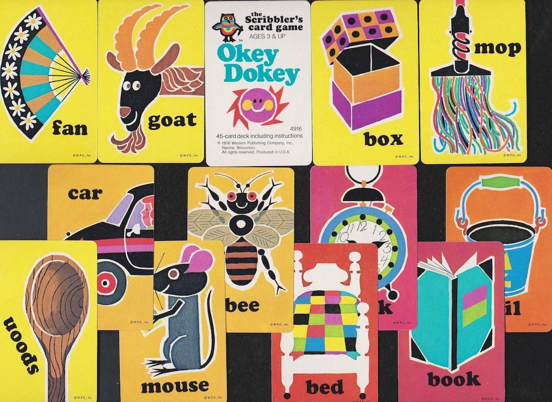 Vintage OKEY DOKEY Flash Card Style Game RETRO 1970s Mod Bee,black ...