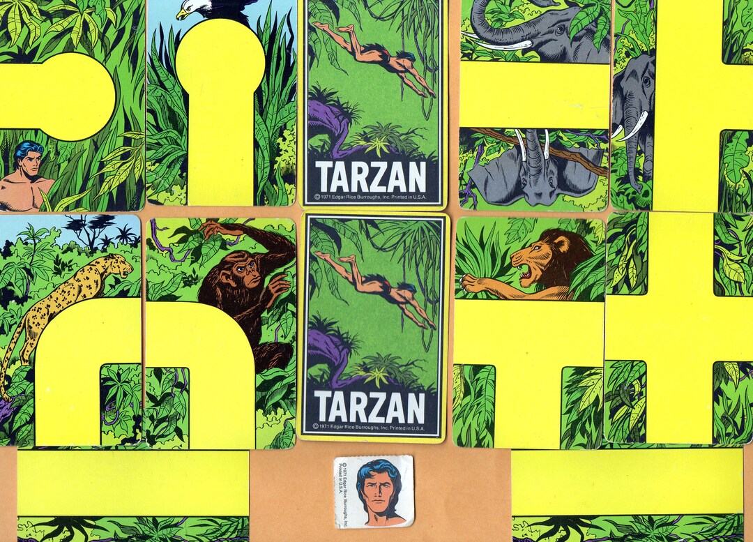 Vintage TARZAN COMIC Game CARDS Lot of 38 Plus 1 Marker Jungle Animals ...