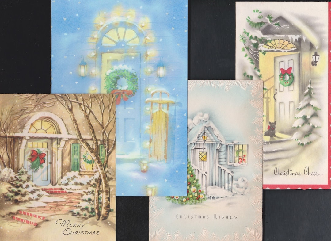 Vintage Christmas Cards & Front Lot/4 Snowy Winter Scenes W - Etsy