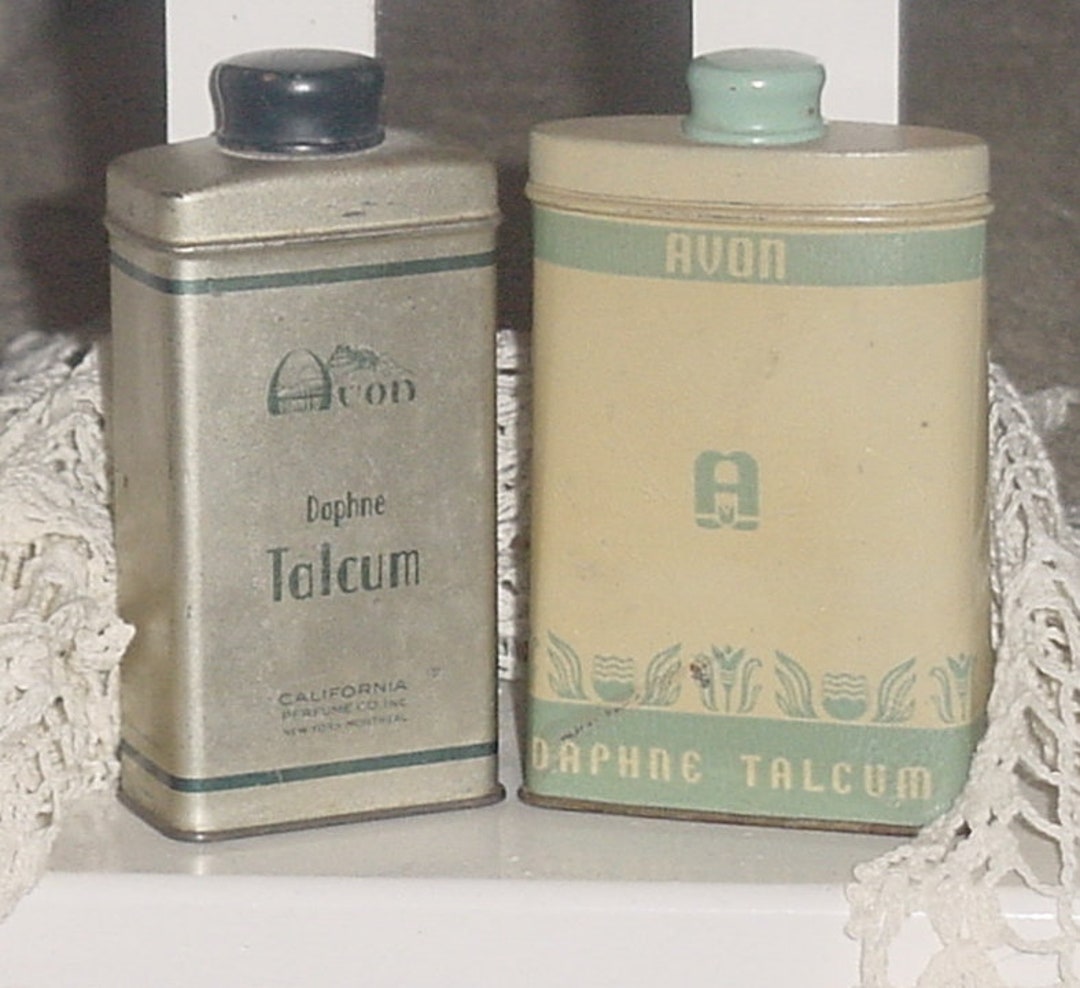 Vintage AVON TALCUM POWDER in Metal Tins Lot/2 Daphne Perfume Scented ...
