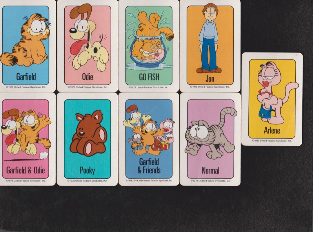 Vintage GARFIELD GO FISH Game Cards Lot/9 Anthropomorphic Cartoon ...