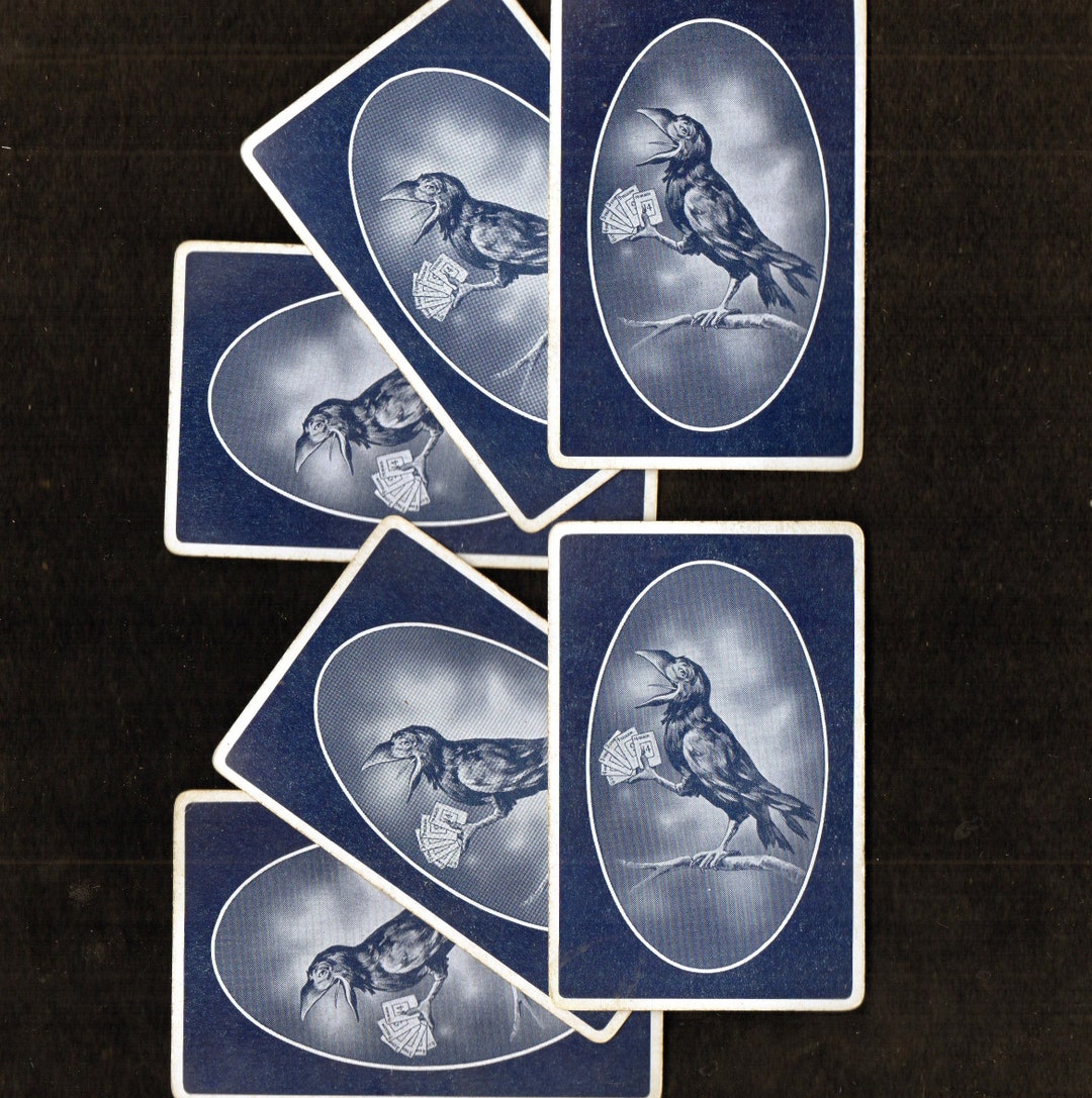 Vintage ROOK Cards Lot/6 Anthropomorphic BLACK Bird,raven in Oval,blue ...