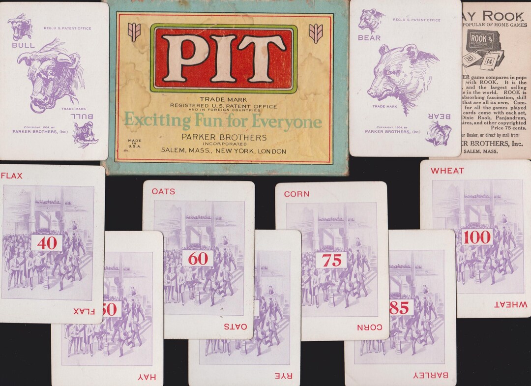 Antique PIT CARD GAME Bull & Bear Edition Complete Farm Crop ...
