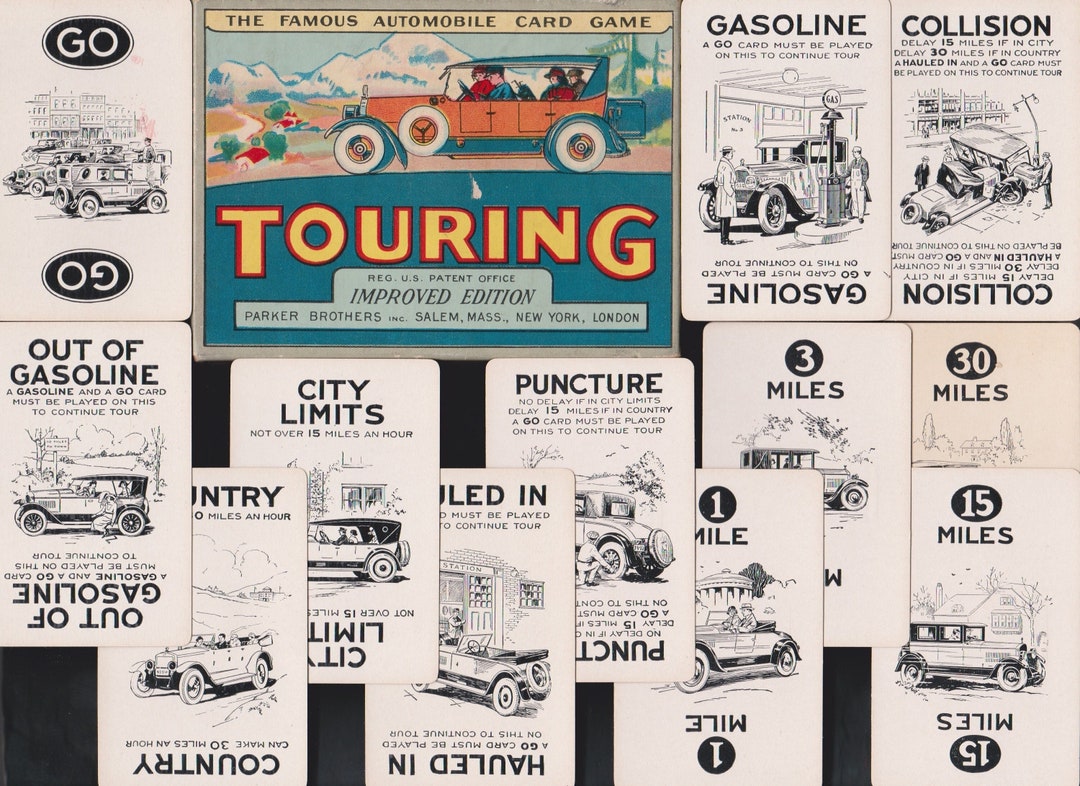 Antique TOURING CARD GAME Car Travel Road Trip 1,3,15,30 Miles,hauled ...