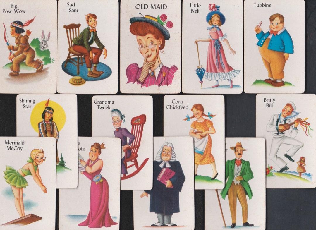 Vintage OLD MAID Card GAME Complete Ballerina,pirate,indian,cowboy ...