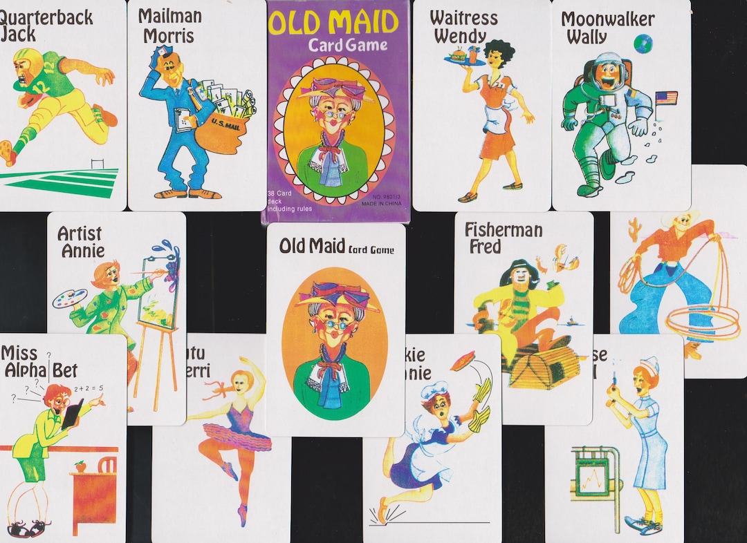OLD MAID Card GAME New Old Stock Guitarist,fireman,motorcyclist ...