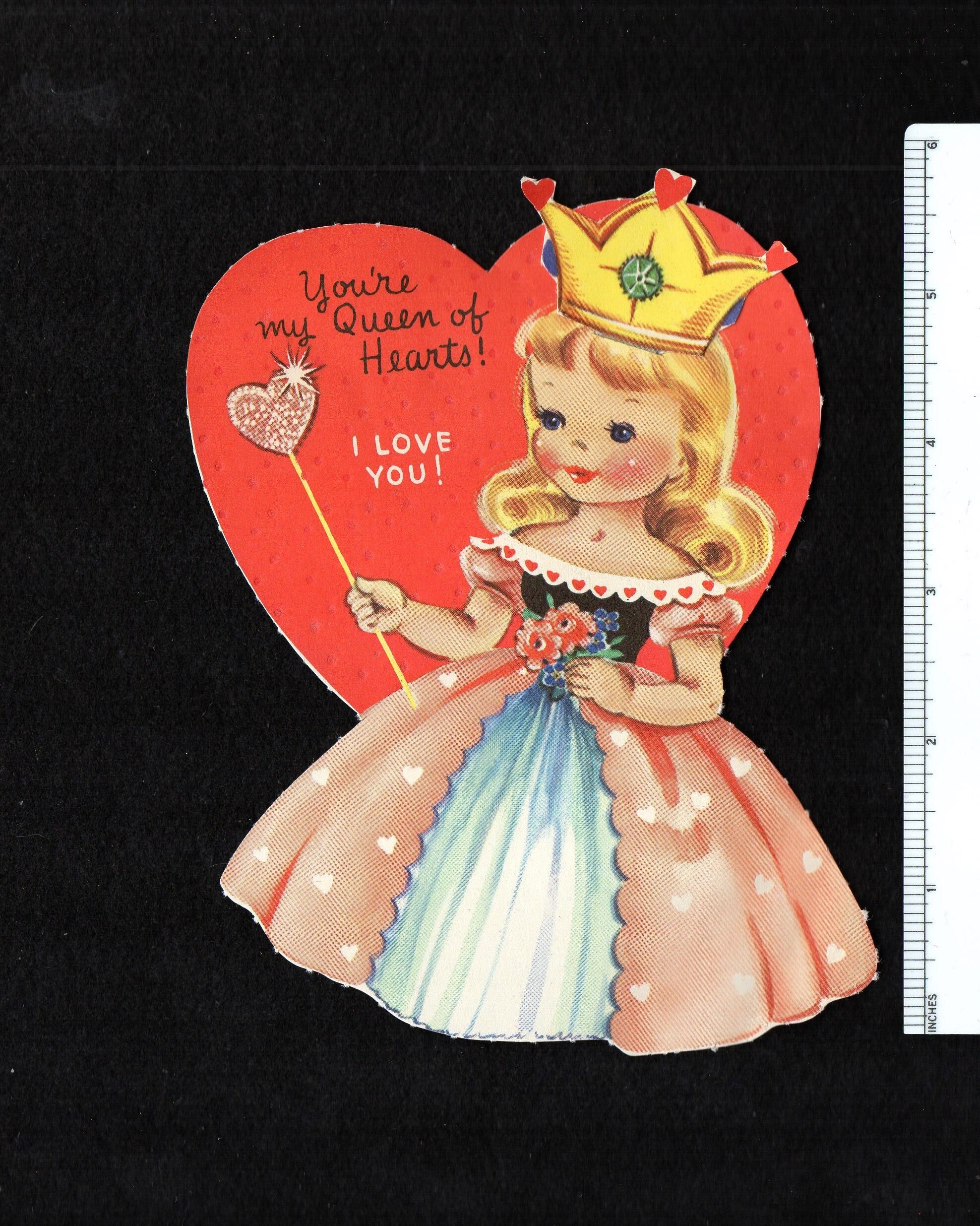 Vintage Valentine Card Youre My Queen Of Hearts I Love Etsy