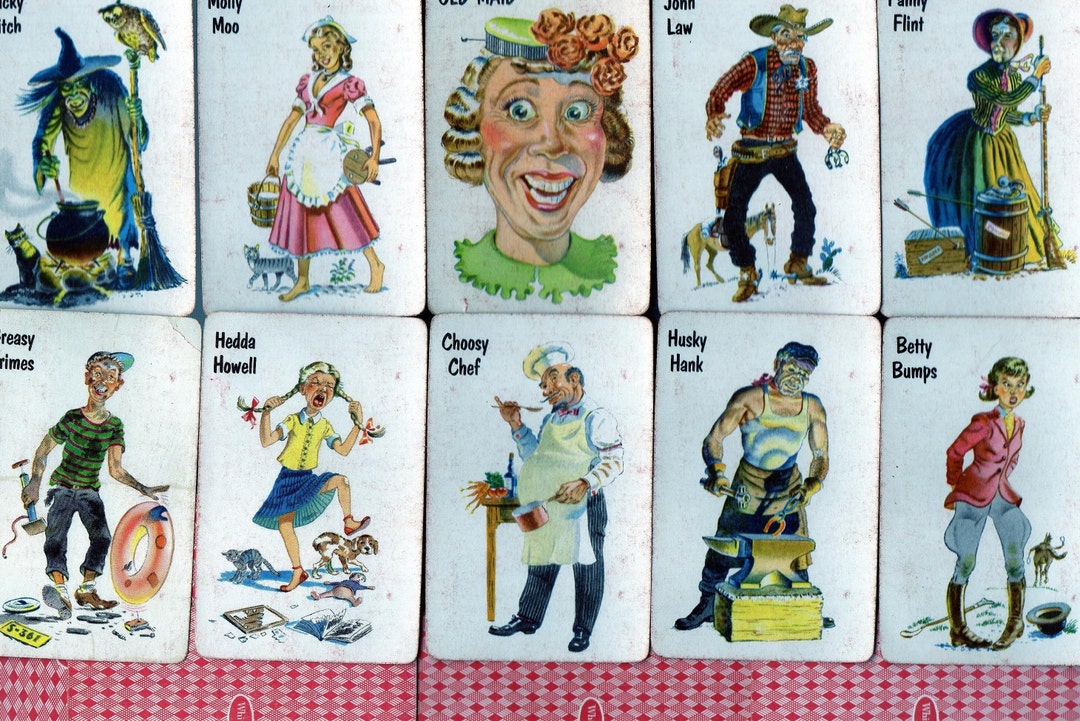 Vintage OLD MAID Card GAME Complete Wacky Witch,penguin Look Gusto ...