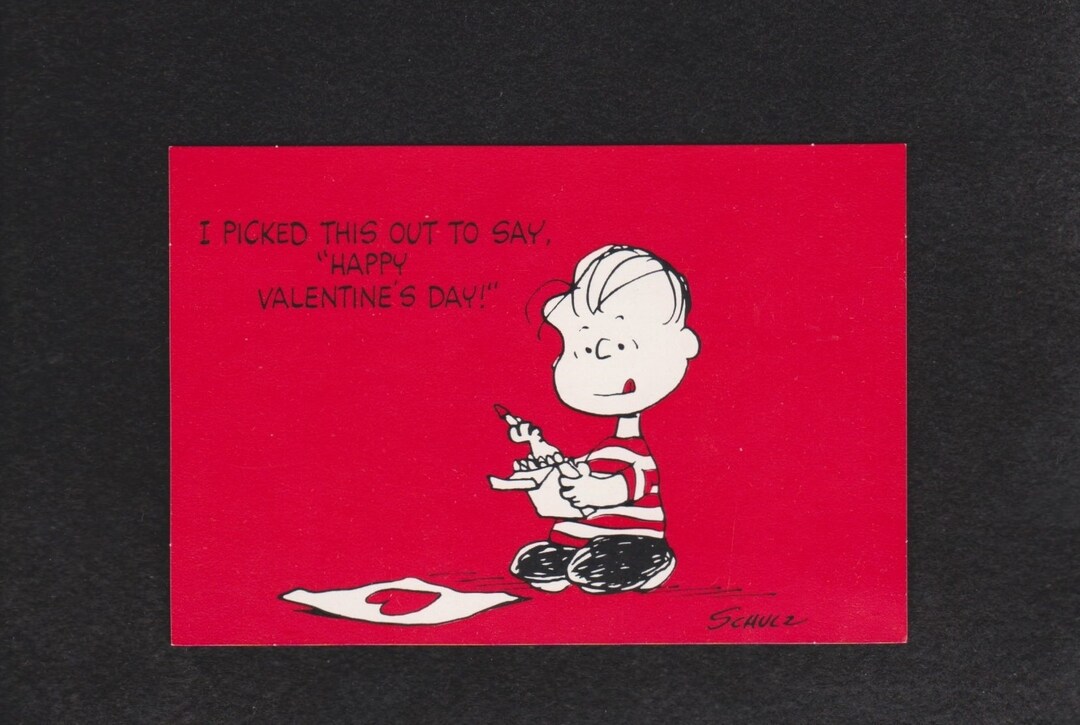 Vintage Peanuts Card LINUS W Box of CRAYONS I Picked This Out to Say ...