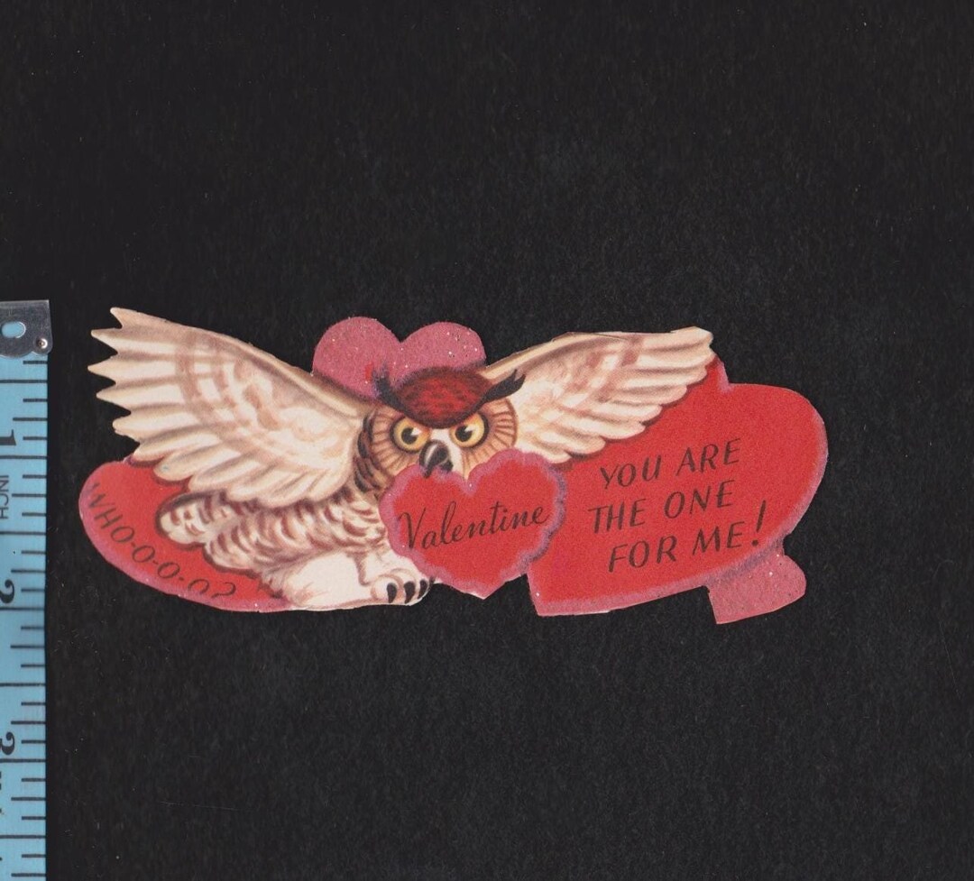 Vintage Original Card OWL W Extended Wings WHOOO Valentine You Are the ...
