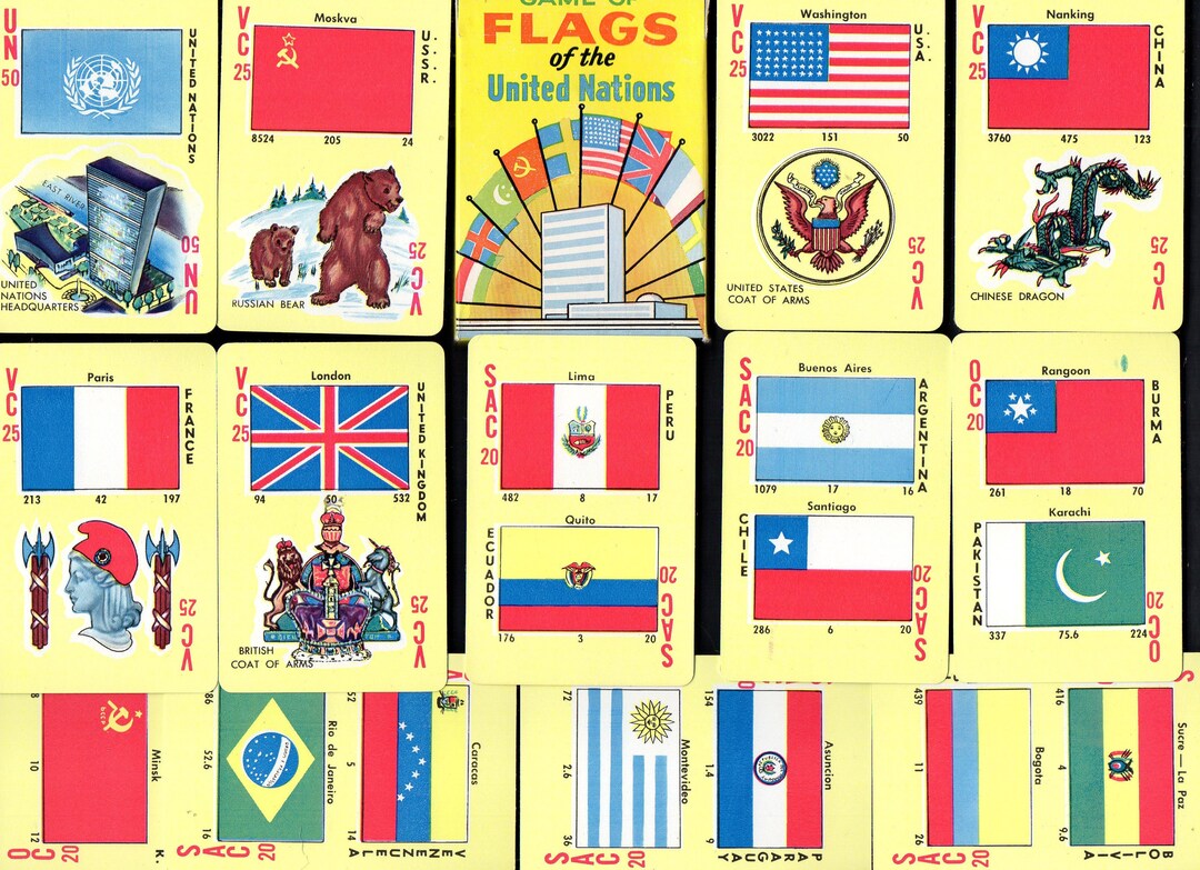 Vintage Card Game of FLAGS of the UNITED NATIONS With Information About ...