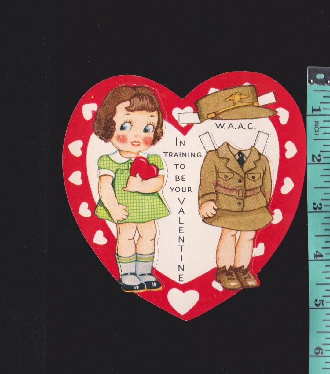 Vintage WWII Era Card Uncut Paper Doll W WAAC WAC Uniform in Training ...