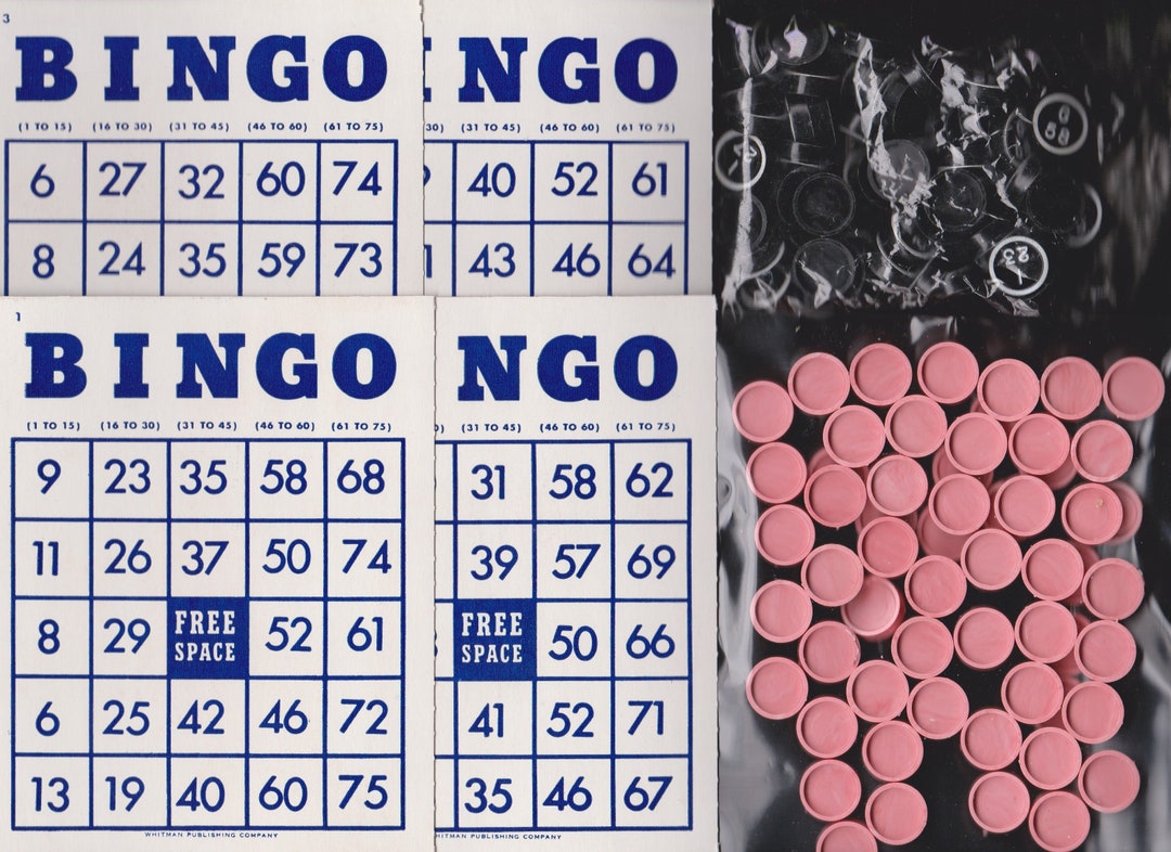 Vintage BINGO GAME 20 Cards, Black & White EMBOSSED Number/letter ...