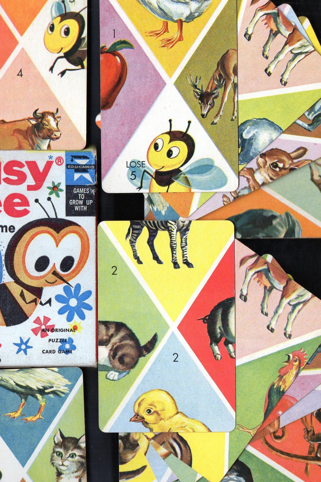 Vintage BUSY BEE Card Game Like NEW & Complete,flip Movie Backs Flower ...