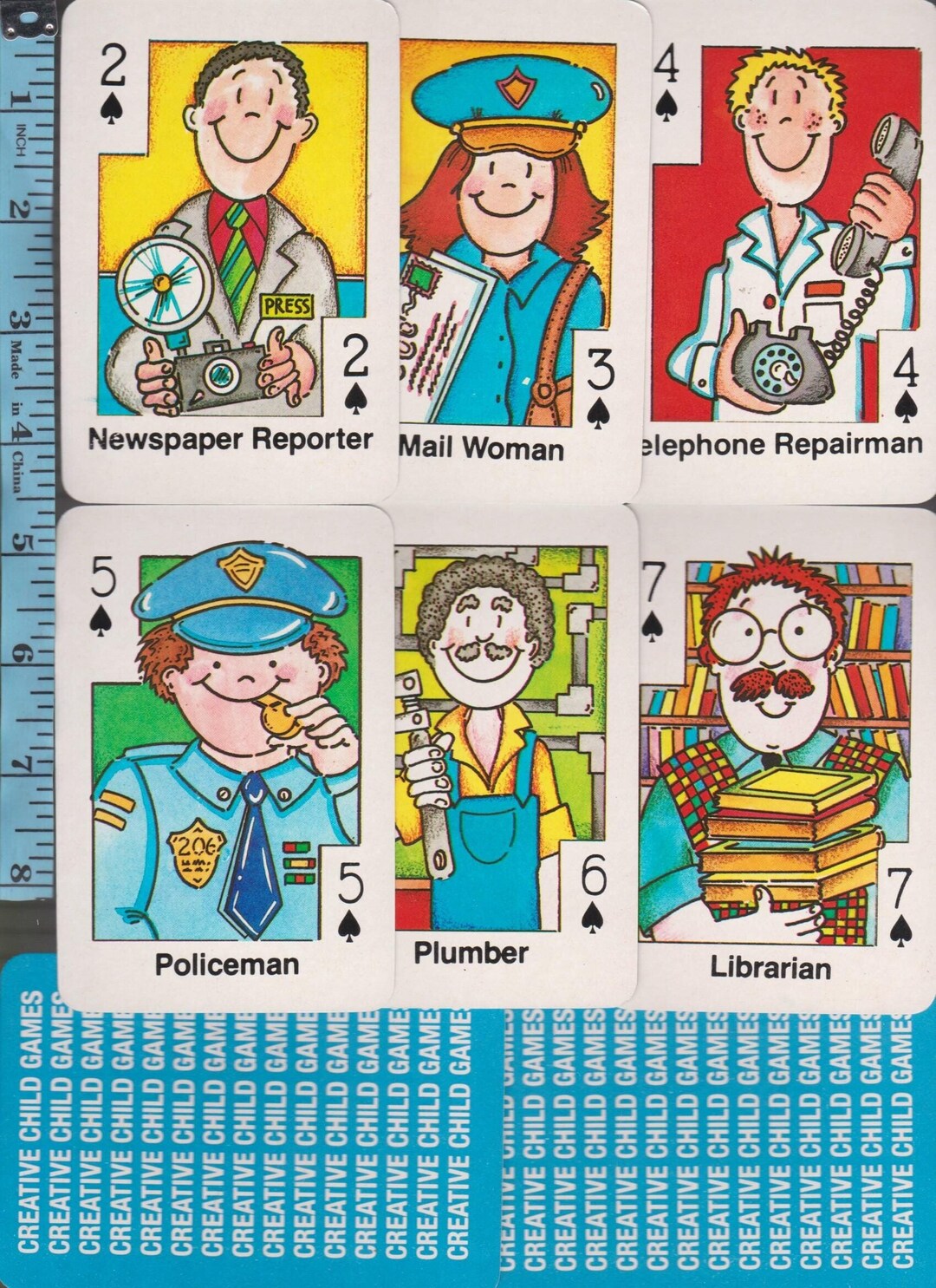 Vintage JUMBO Card Game HEARTS Professions,neighborhood Helper Reporter ...