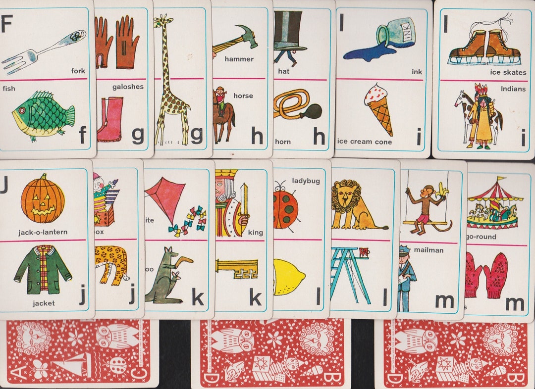 Vintage Golden ABC Game HARLOW ROCKWELL Illustrated Cards Flashcard ...