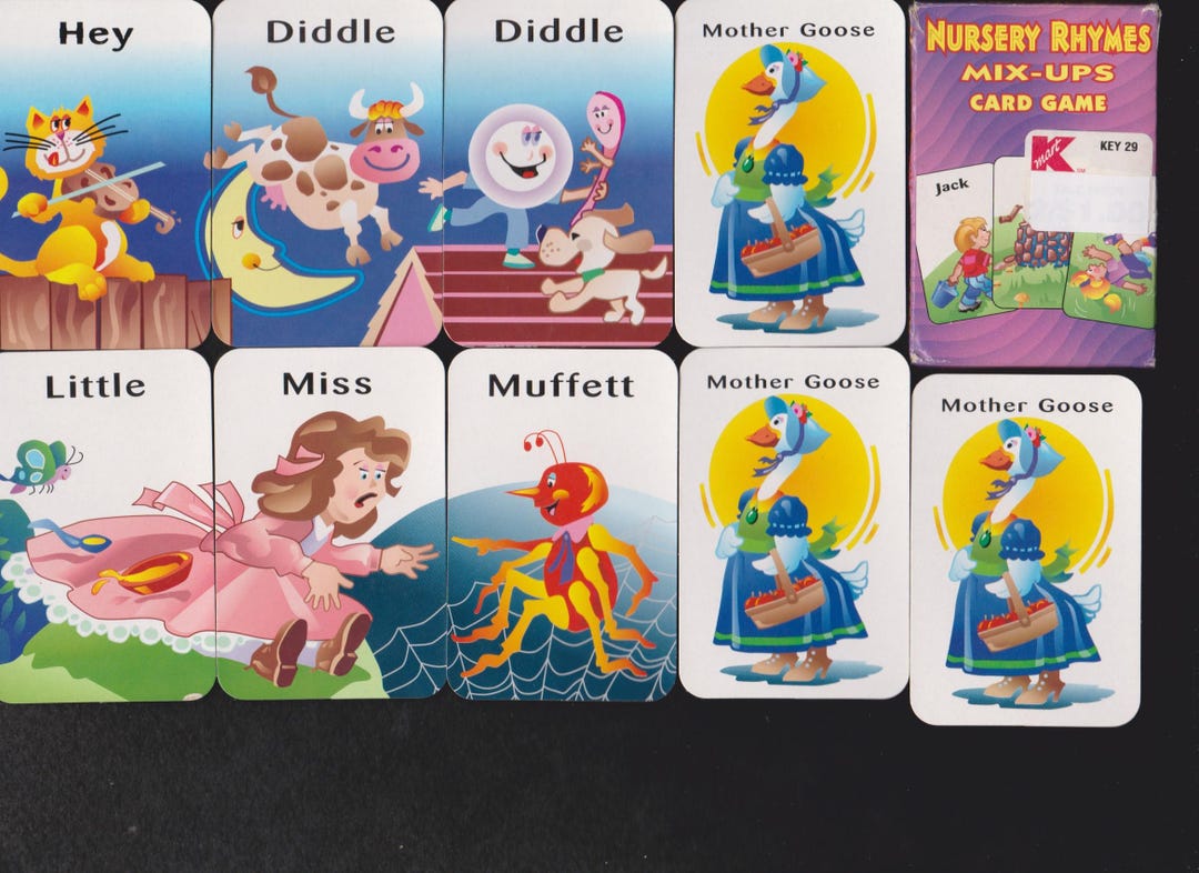 Vintage NURSERY RHYMES Mix-ups Card Game Complete Mother Goose,little ...