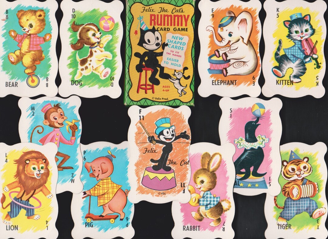Vintage FELIX the CAT'S RUMMY Card Game Anthropomorphic Animals Seal ...