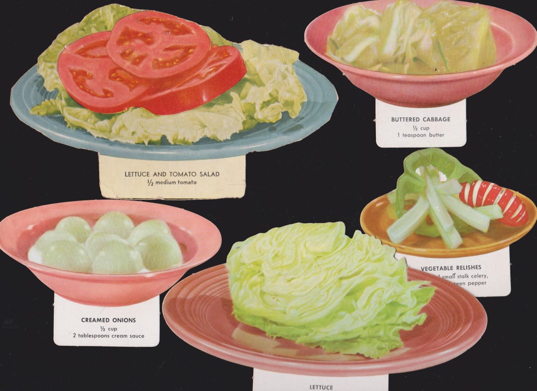 Vintage Die Cut Ephemera Lot/5 FOOD on FIESTAWARE Fiesta Dishes,plates ...