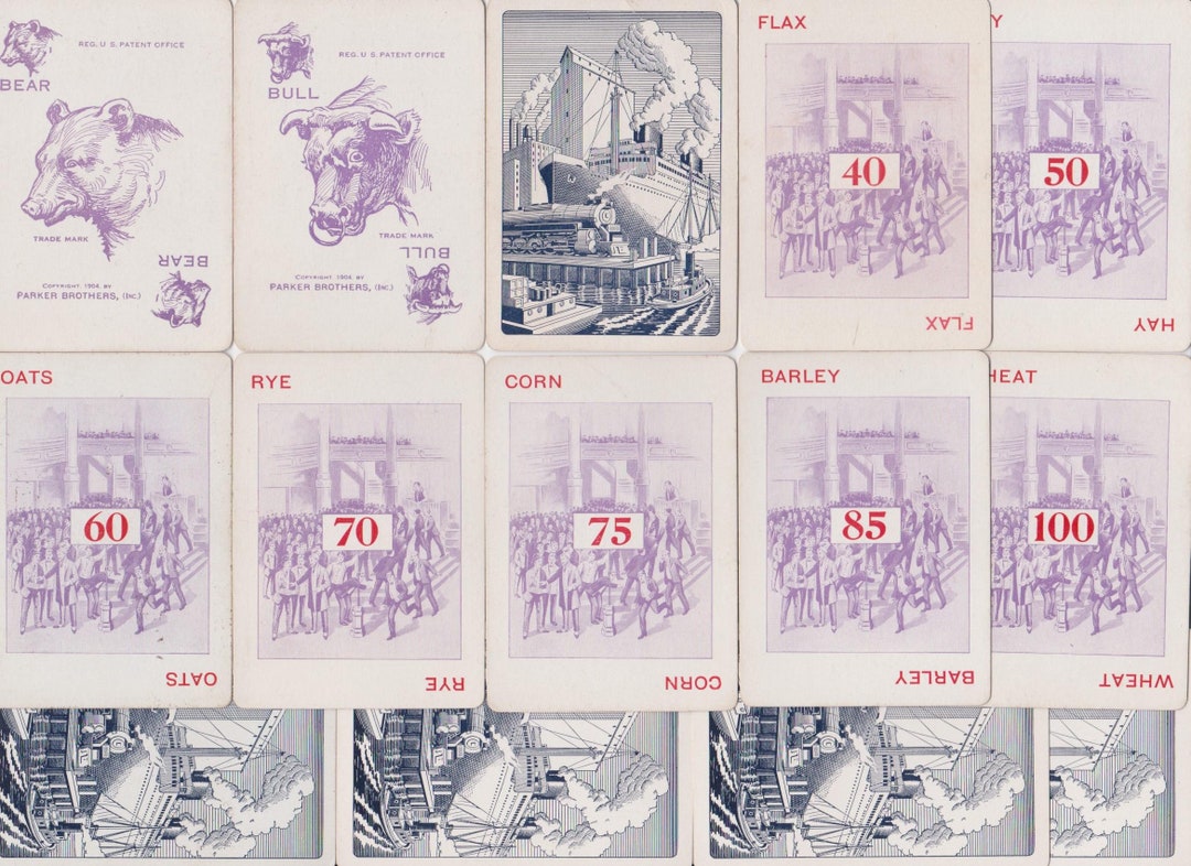 Antique PIT CARD GAME Bull & Bear Edition Complete Farm Crop ...