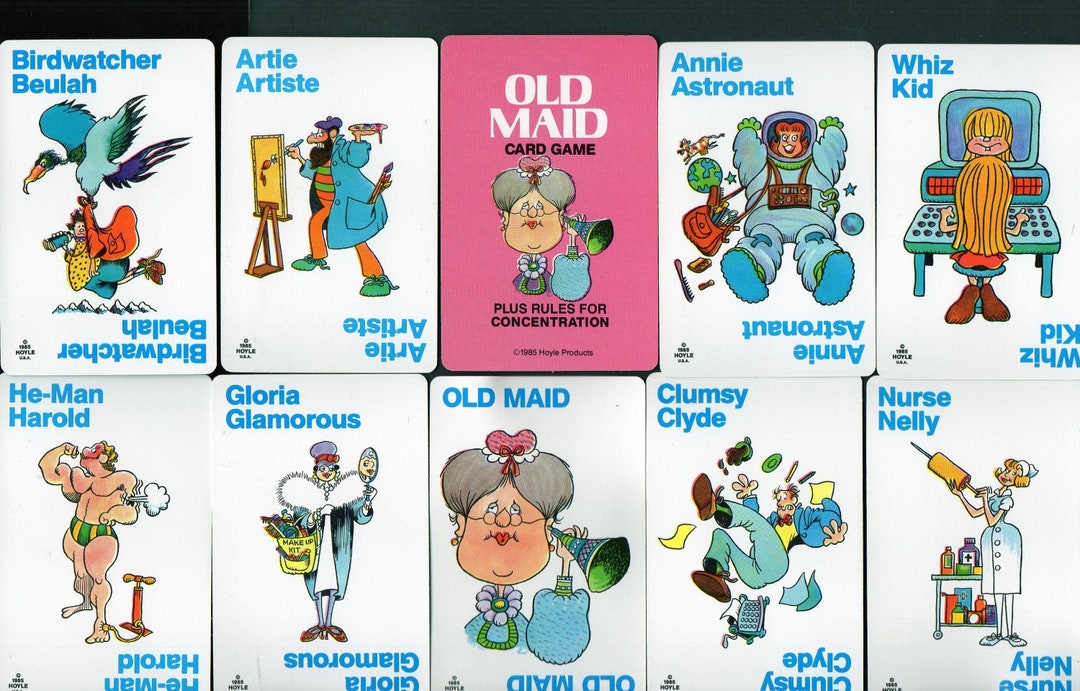 Vintage OLD MAID Card GAME Complete Astronaut,artist,whiz Kid W ...
