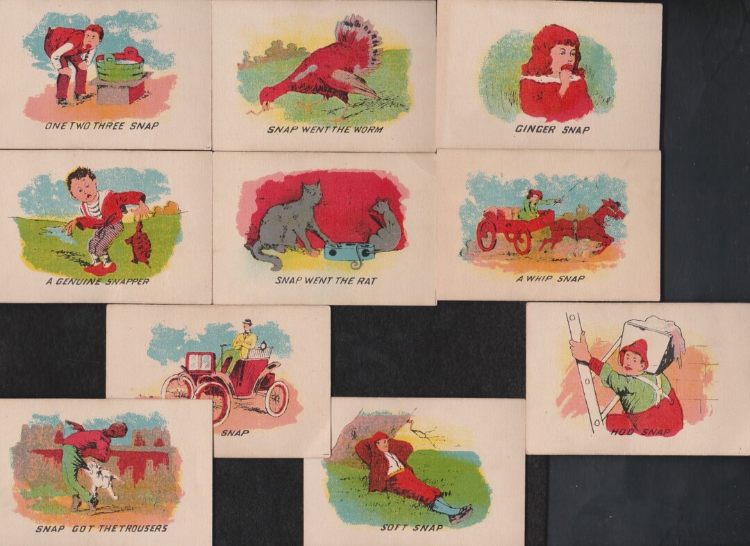 Antique SNAP Game Complete Box Has GOLD Lettering Cards W Color ...