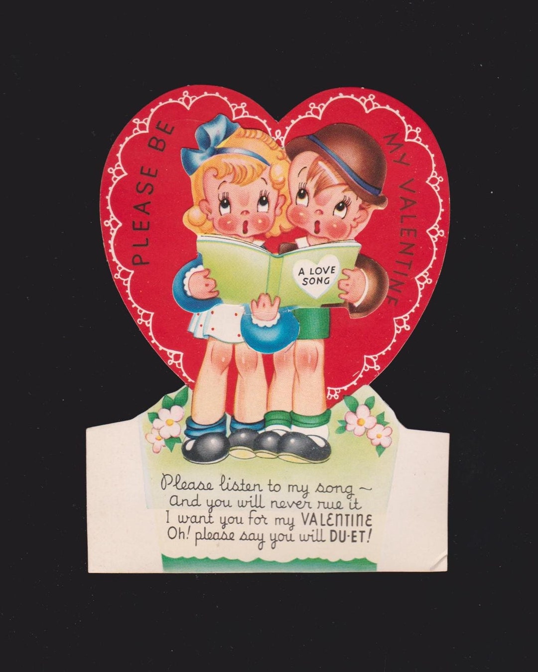 Vintage Mechanical Card SINGERS W Music Book Please Listen 2 My SONG ...