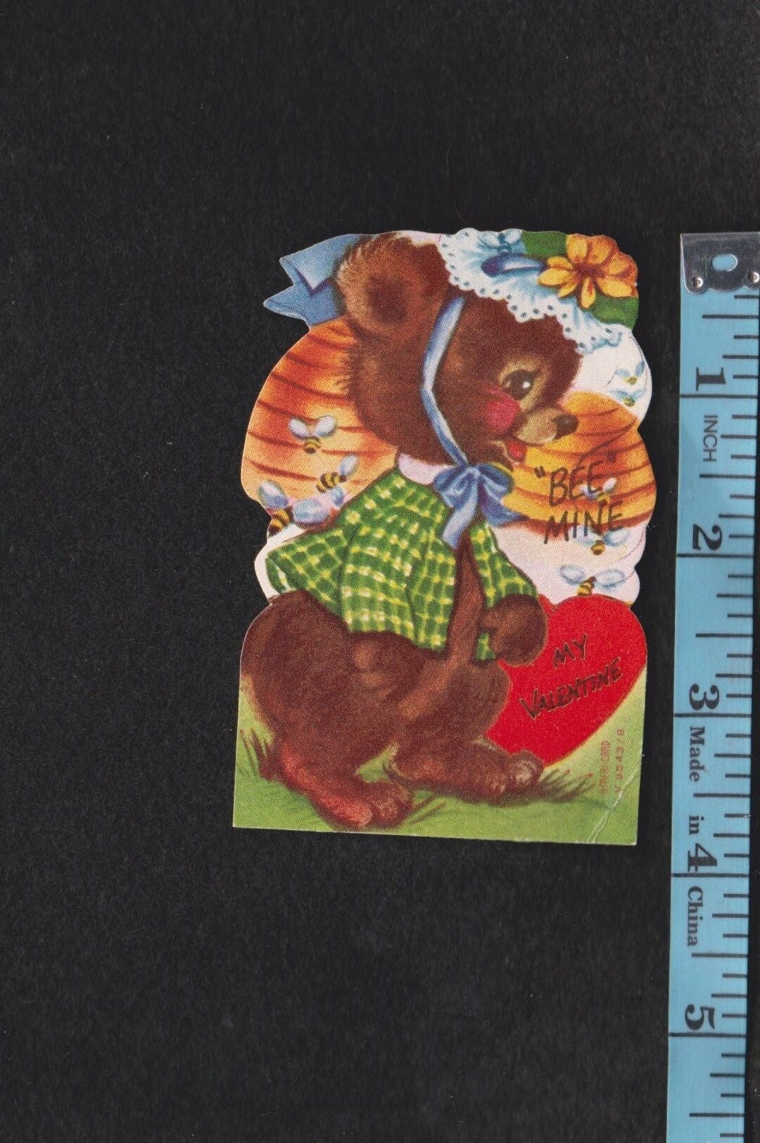 Vintage Original Card BEE MINE My Valentine Anthropomorphic Bear in ...