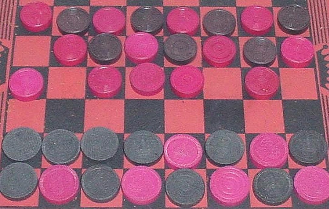Vintage Wooden CHECKERS Lot/36 Red,black Wood GAME PIECES 16 W Embossed ...
