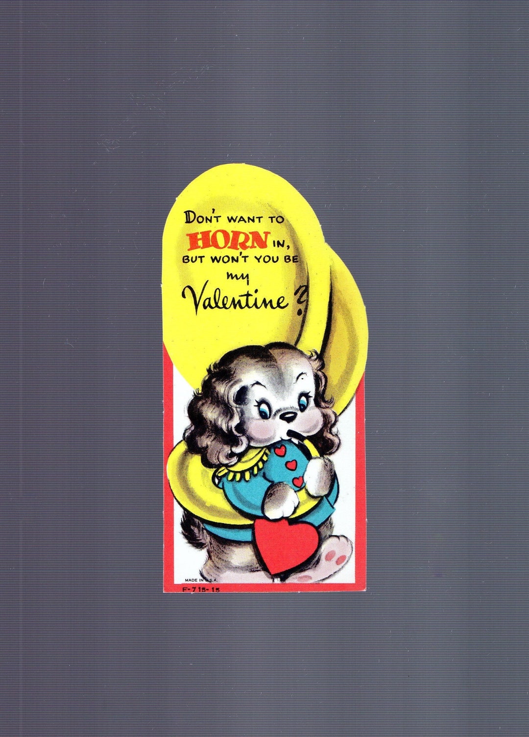 Vintage Valentine Card Anthropomorphic Marching BAND Puppy DOG Plays ...