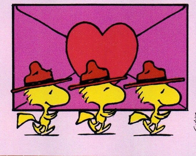 Vintage Peanuts Card WOODSTOCK & Snoopy BEAGLE SCOUTS Anthropomorphic ...