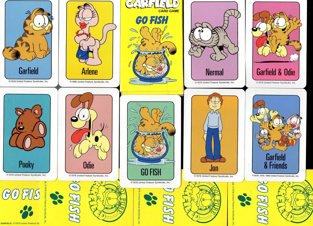 Vintage GARFIELD GO FISH Card Game Complete Anthropomorphic Cat Cartoon ...