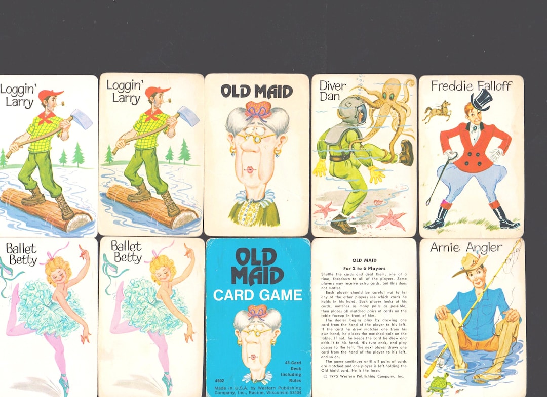 Vintage OLD MAID Card Game COMPLETE Characters Professions Diver ...