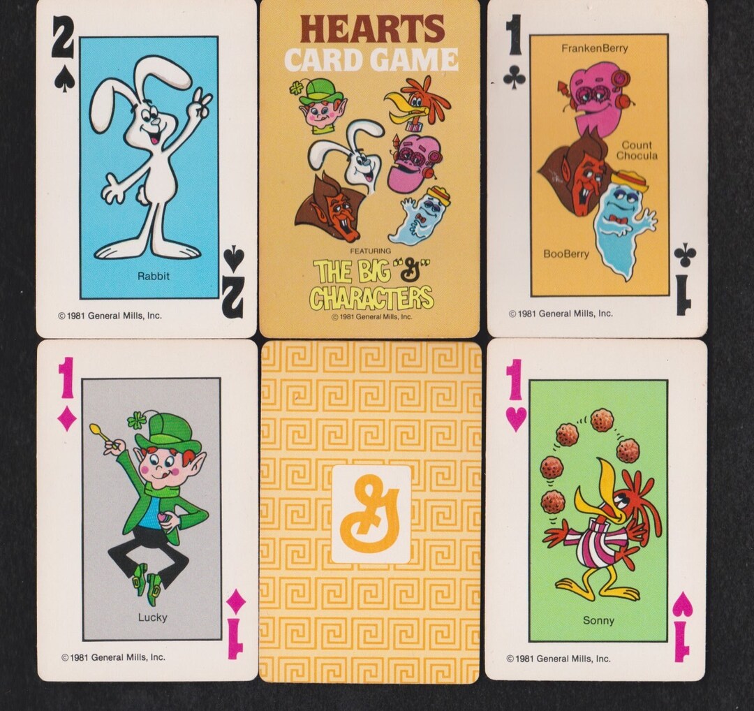 Vintage BIG G Characters HEARTS Card Game Count Chocula Frankenberry ...
