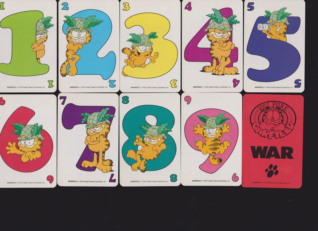 Vintage GARFIELD WAR Game CARDS Are Like New Anthropomorphic Cat ...