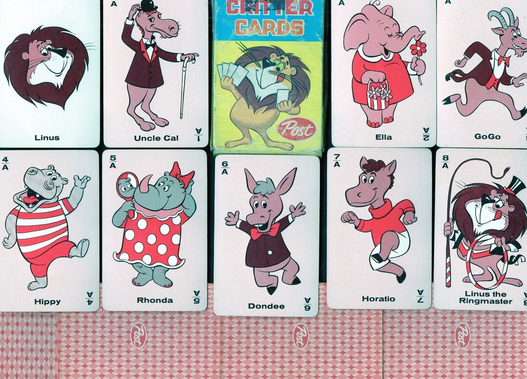 Vintage CRITTER CARDS GAME Post Cereal Premium Anthropomorphic Animals ...