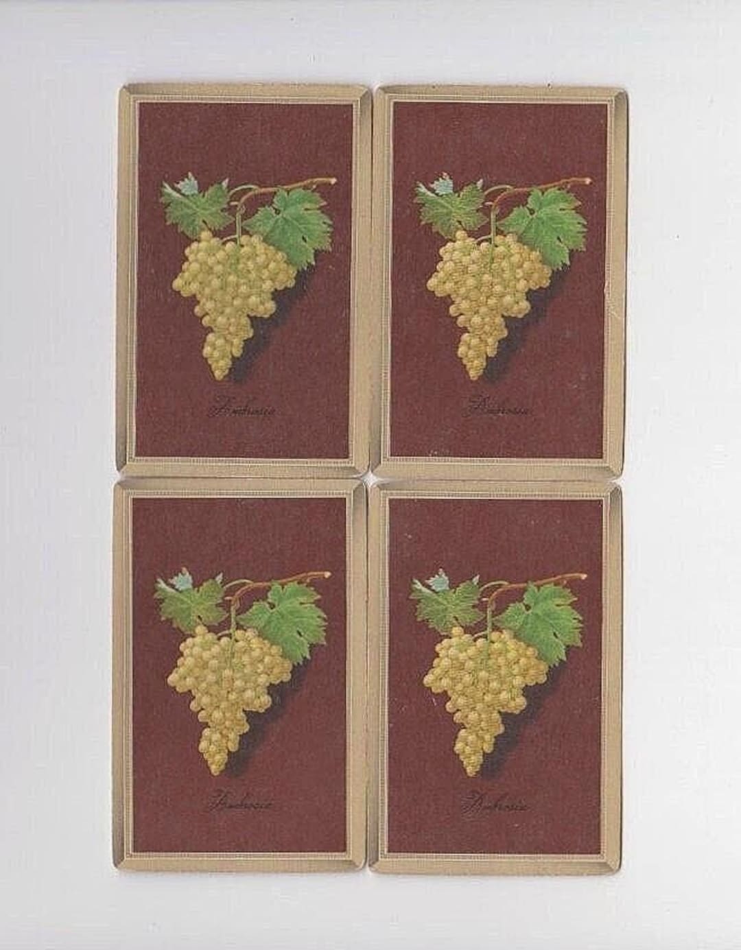 Vintage WHITE GRAPES BUNCH Playing Cards Lot of 4 Fruit,wine Making ...