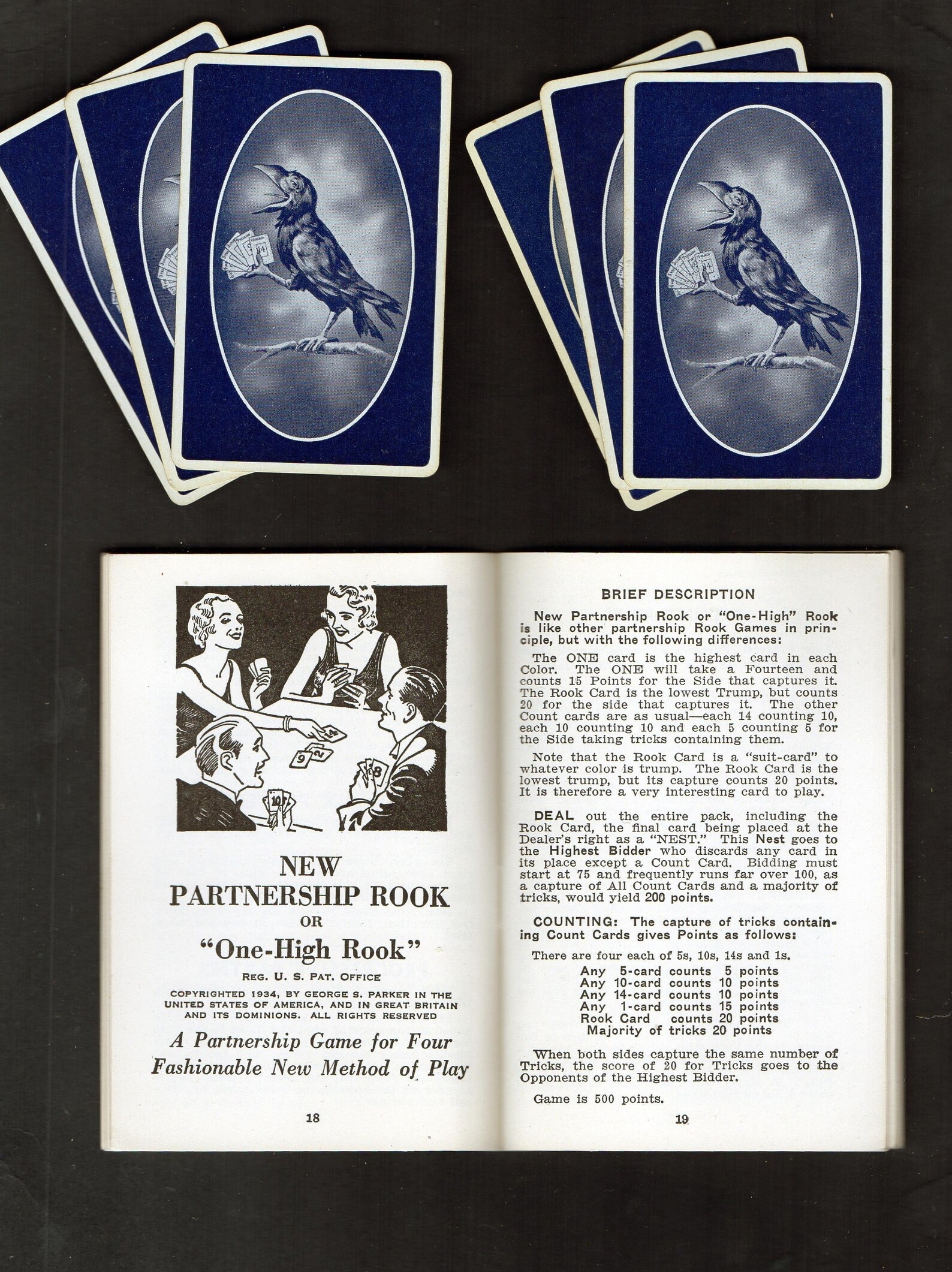 Vintage ROOK Game in Art Deco Box Complete W All NUMBER CARDS ...