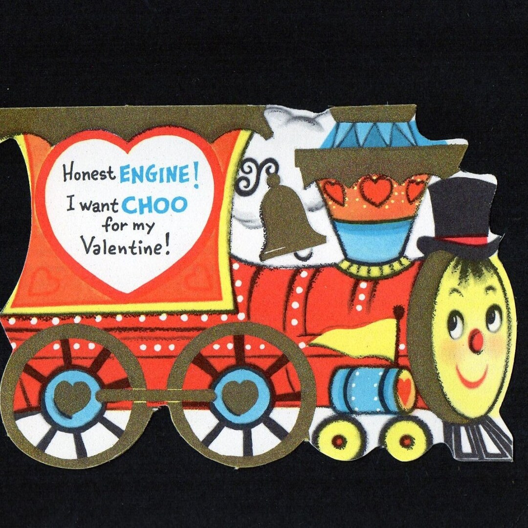 Vintage Original Card Anthropomorphic TRAIN Honest ENGINE I Want CHOO ...
