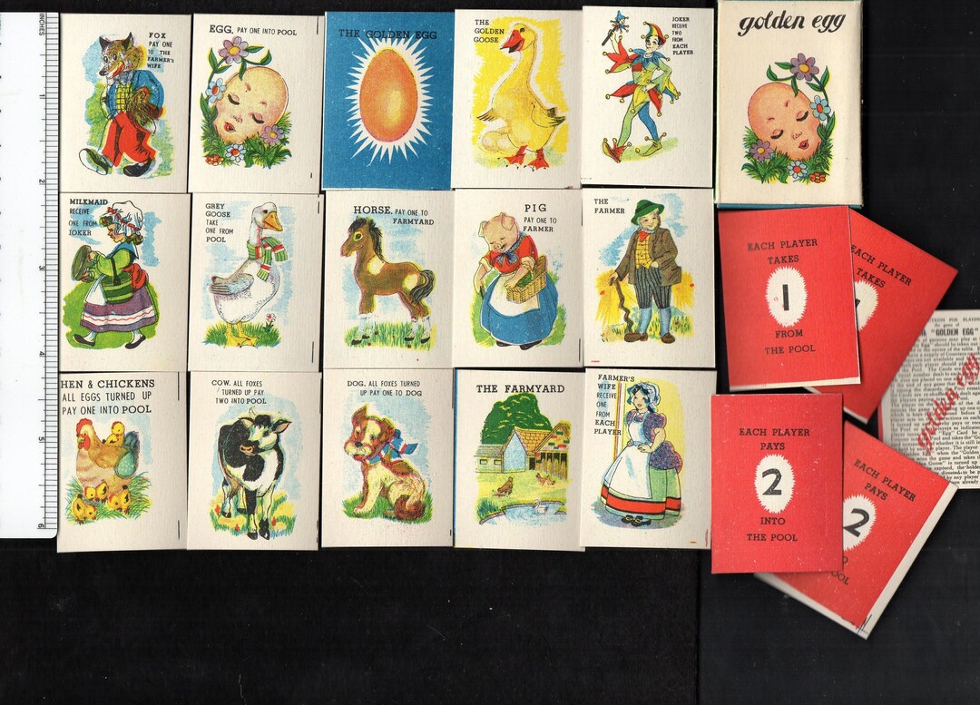 Vintage MINI Card Game GOLDEN EGG Farmer & Wife,milkmaid,farmyard,hen ...
