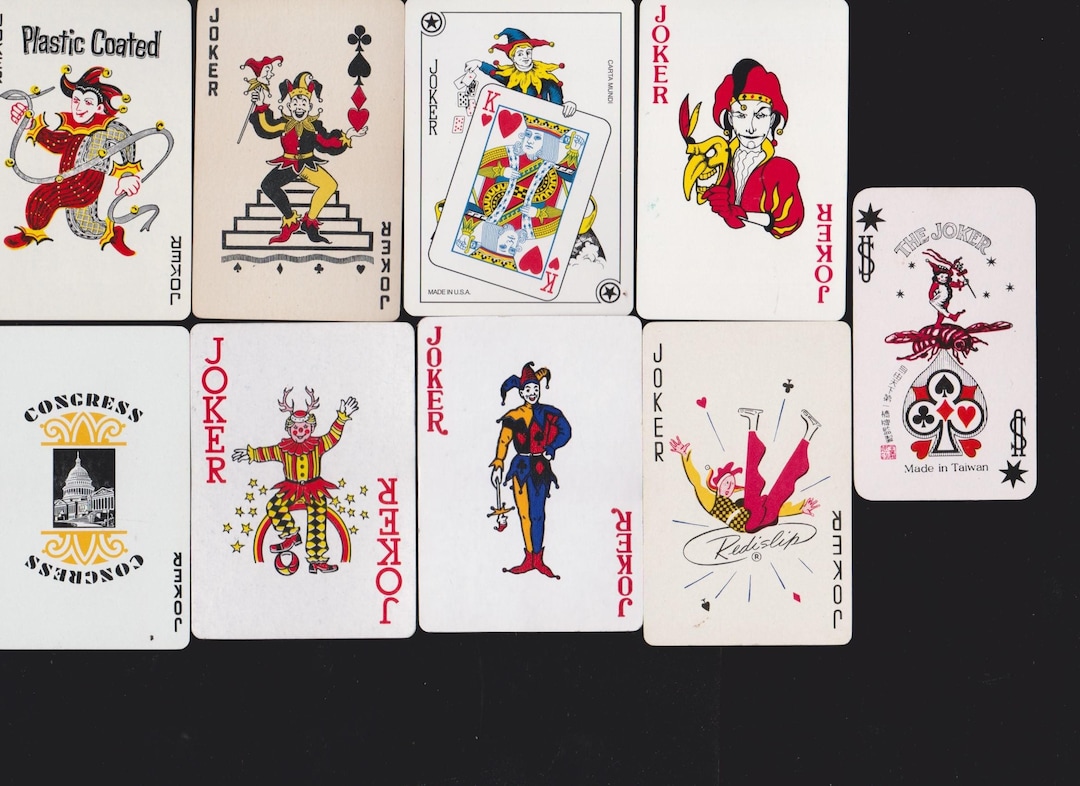 Vintage JOKERS Playing CARDS Lot/9 Altered Art,collage Making,craft ...