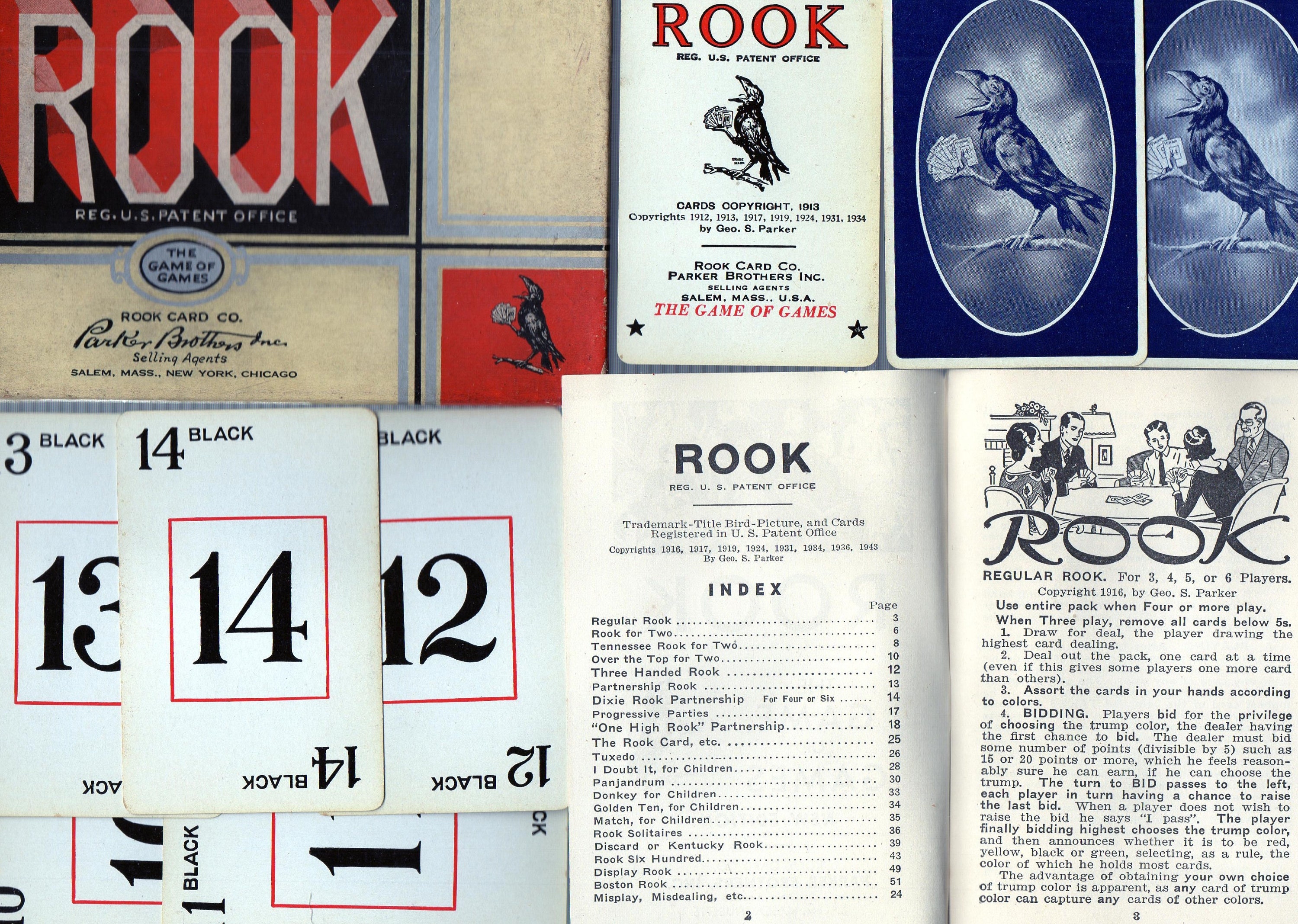 Vintage ROOK Game in Art Deco Box Complete W All NUMBER CARDS ...