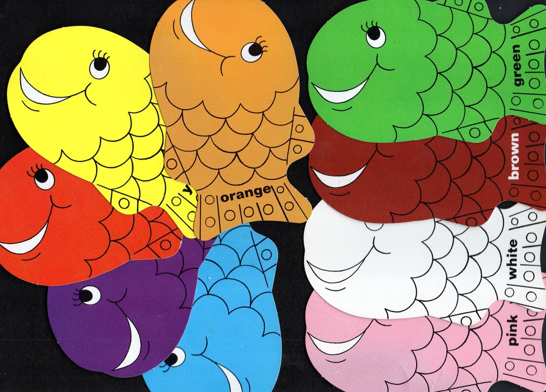 Vintage GO FISH GAME Diecut Cards Solid Colors on Playing Side,happy ...