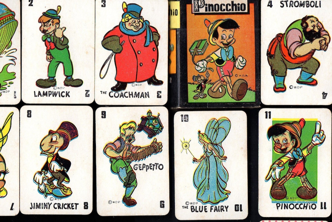 Vintage DISNEY'S PINOCCHIO Mini Card Game COMPLETE Blue Fairy,figaro ...