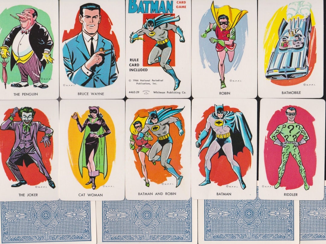 Vintage BATMAN Card Game Complete ROBIN,VILLIAN Cat Woman,queen Bee ...